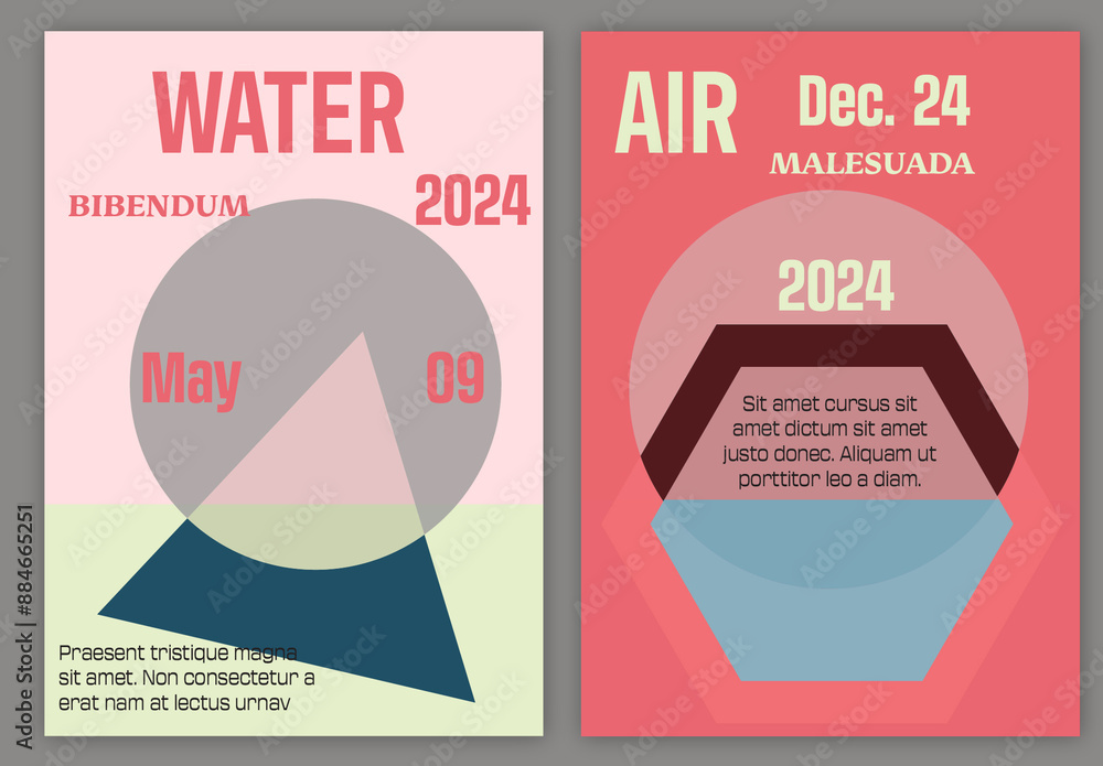 Flyer A4 Template with Simple Overlapping Geometrical Shapes Flat Color ...