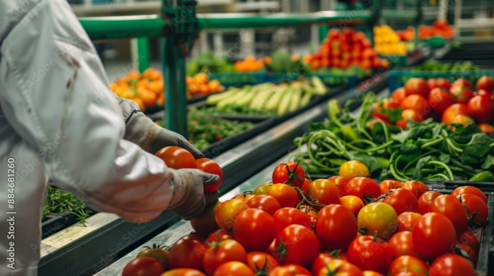 Employees who perform quality control of fresh produce at production ...