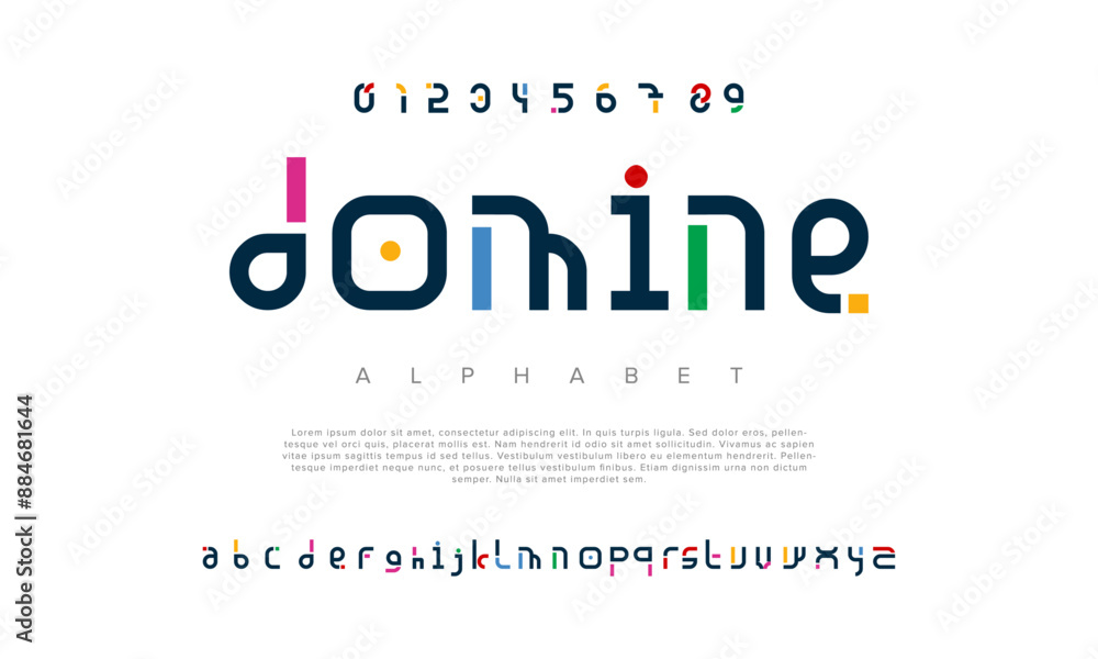 Domine creative geometric modern urban alphabet font. Digital abstract ...