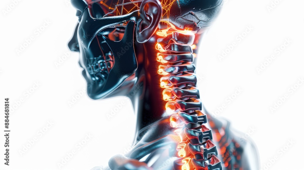 A detailed illustration of the human neck anatomy showcasing the ...