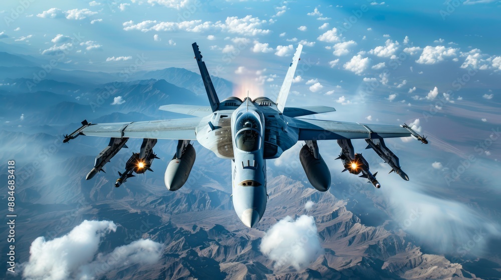 Fighter jet releases heat trap Military plane releases heat trap Fight ...