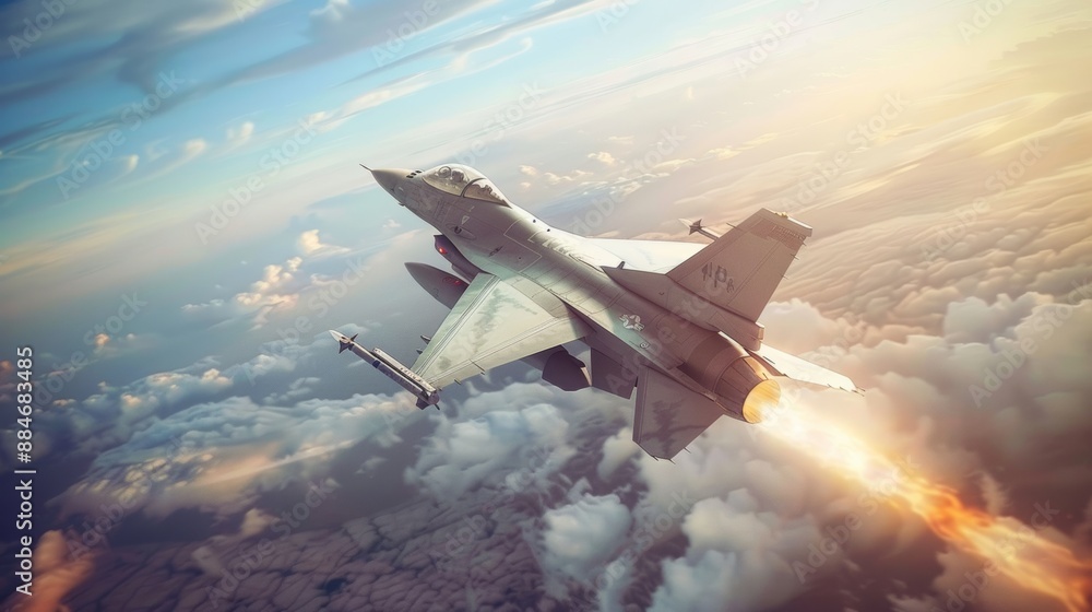 Fighter jet releases heat trap Military plane releases heat trap Fight ...