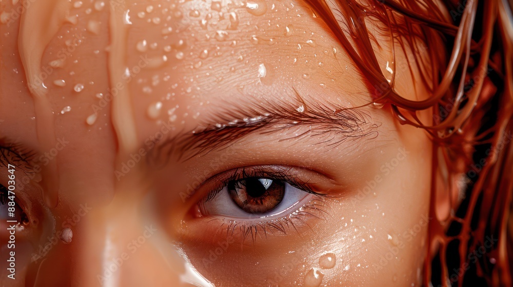 Woman Washing Hair with Shampoo, Cleaning and Conditioning Hair Strands ...