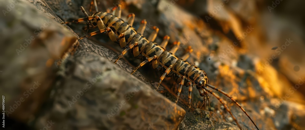 In a supernatural scene, a house centipede scurries across ancient ...