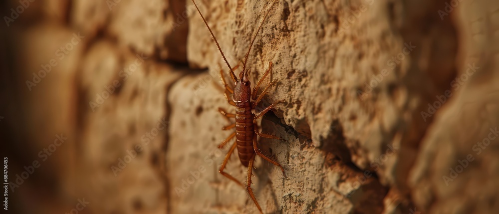 In a supernatural scene, a house centipede scurries across ancient ...