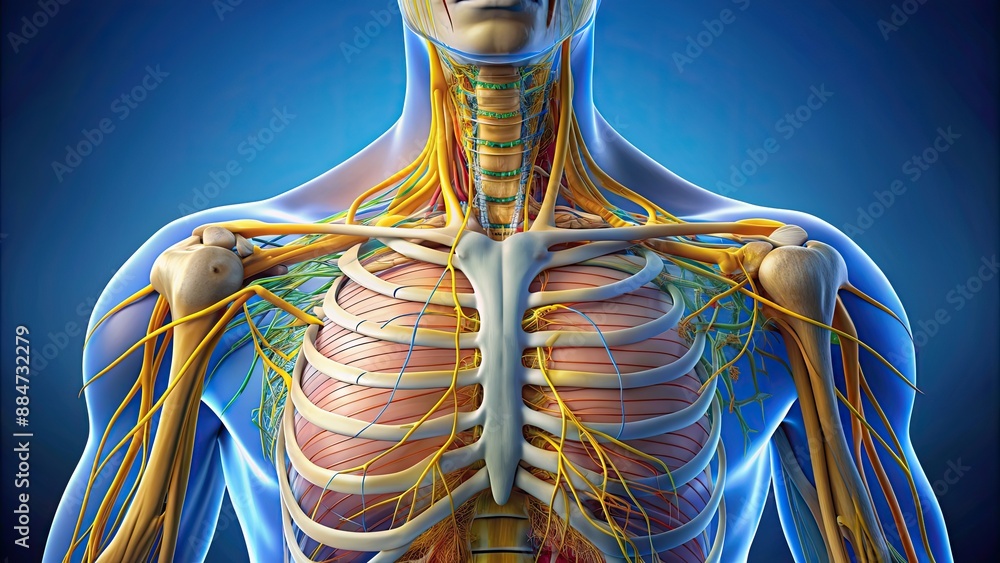 Anatomy of the nerves and vessels in the shoulder, specifically the ...