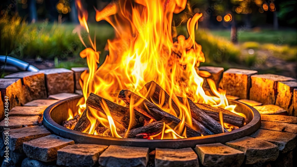 Burning fire flames in a fire pit , flames, warm, heat, orange, glow ...