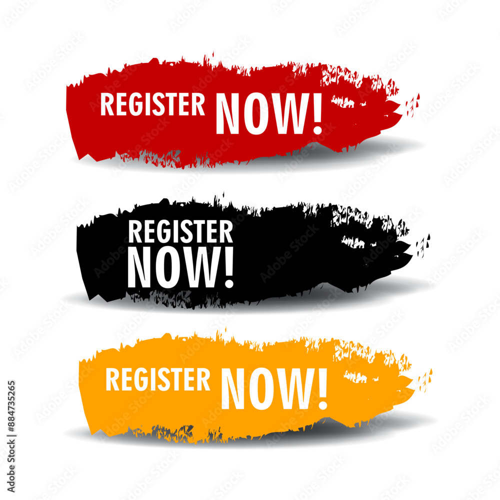 Register now speech bubble collection icon,label, sticker, logo, badge ...