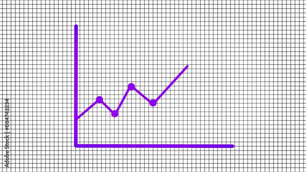 abstract beautiful simple line graph with data points blue color ...