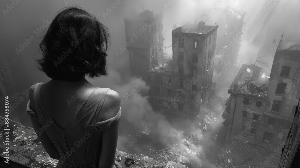 Reflecting suffering and grief, representation of devastation and ...