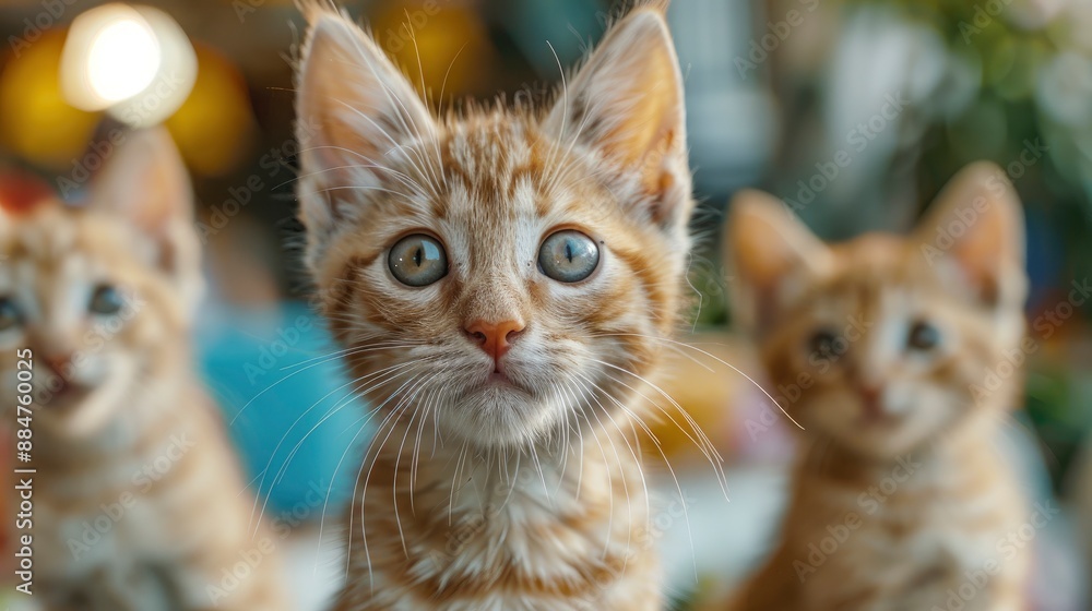 Street cats with pleading eyes, begging for a ride on the bustling ...