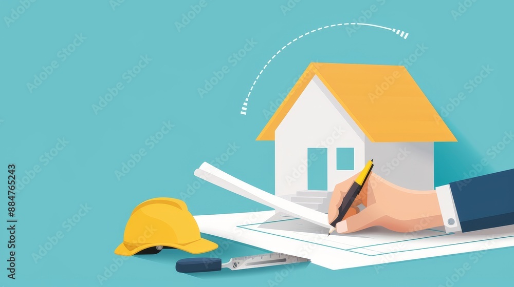 Architect submitting a detailed building application plan, showcasing ...