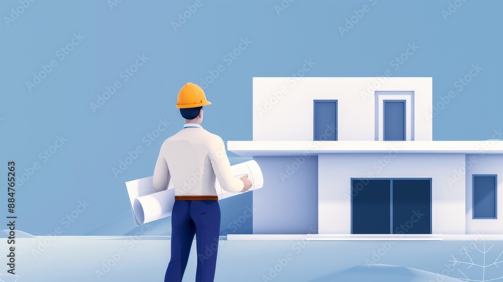 Architect submitting a detailed building application plan, showcasing ...