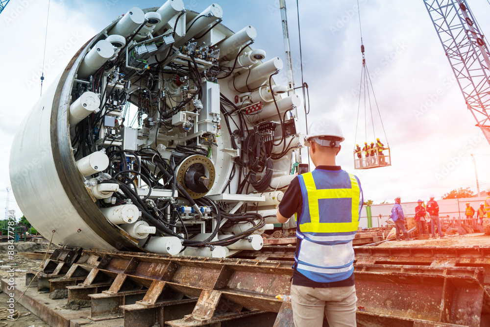 Mechanical engineer to wear workwear clothing safety to check Tunnel ...