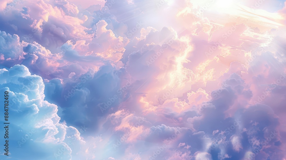 heavenly sky background with ethereal light and cloud formations ...