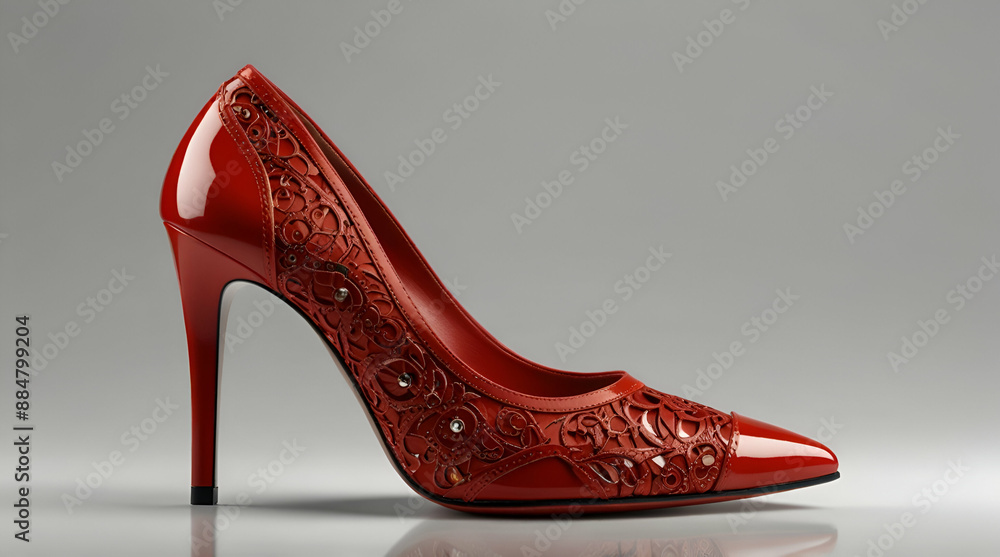 Red Beautiful fashion elegance and luxury high heel isolated on white ...