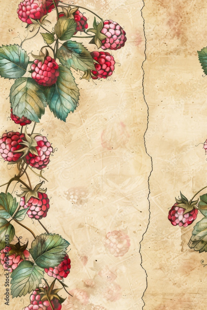 ภาพประกอบสต็อก watercolor clipart of raspberries seamless repeating ...