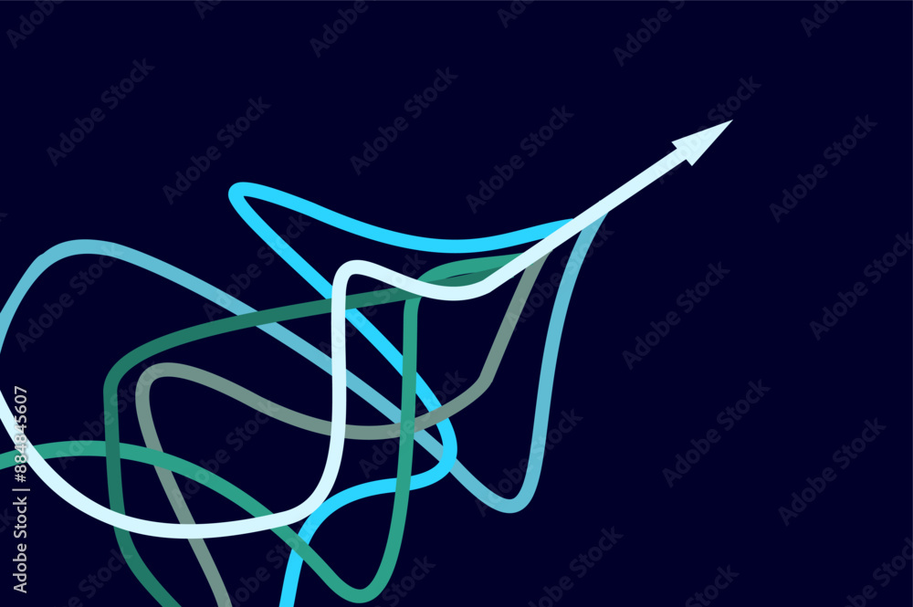 Graphic vector of blueand green color ropes converging into arrows ...