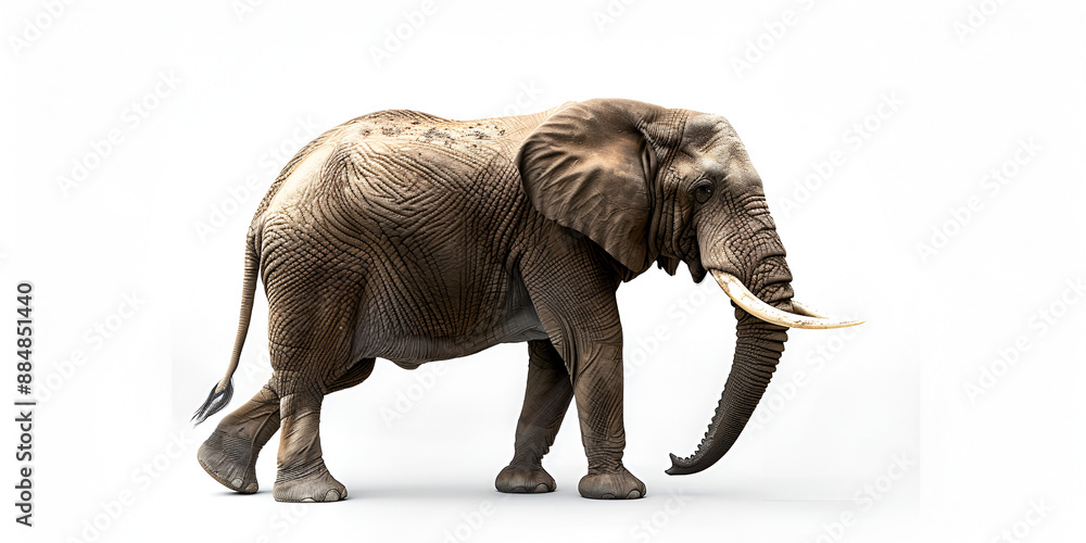 Animated Elephant Walking Forward with Extended Trunk and Tusks Stock ...