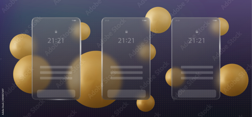 Glass morphism phone transparent screen frame with blur ui mockup ...
