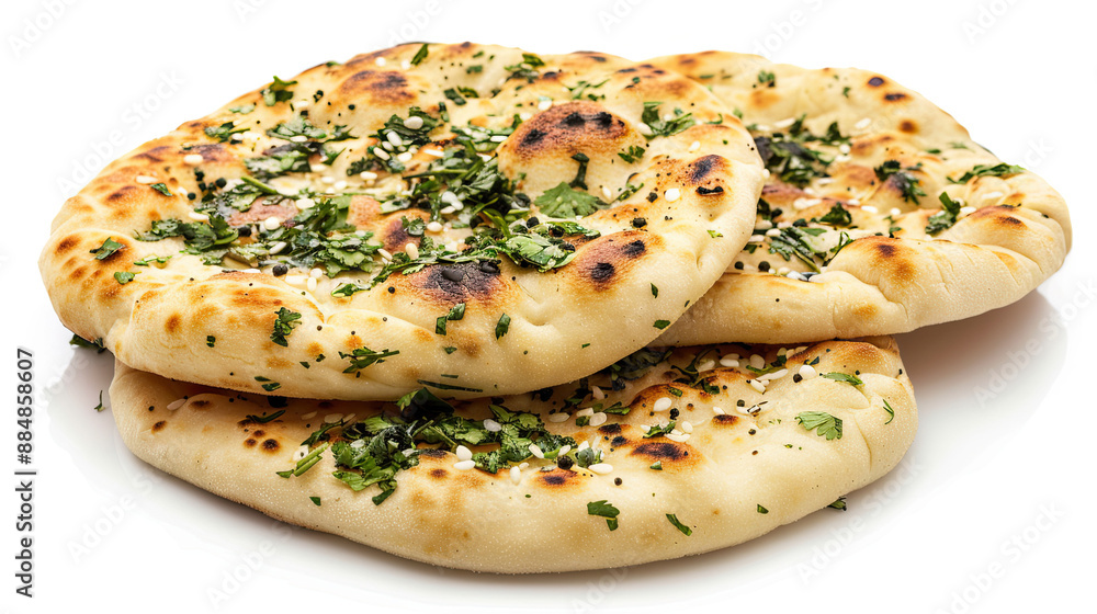 Indian Naan Bread Isolated on White Background, Traditional Flatbread ...