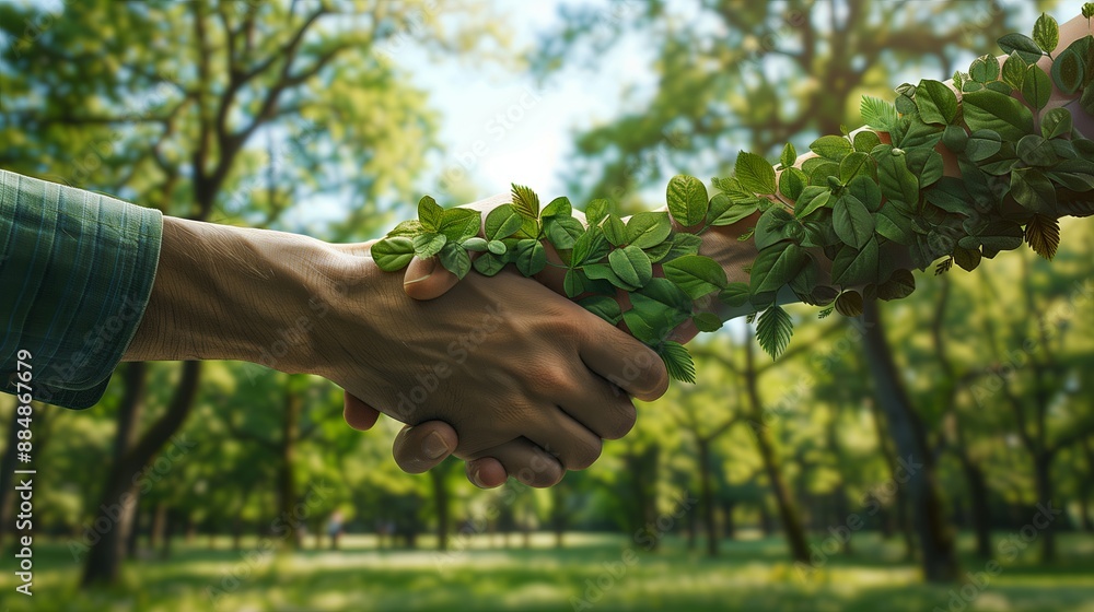 A realistic graph capturing a handshake where both hands are composed ...