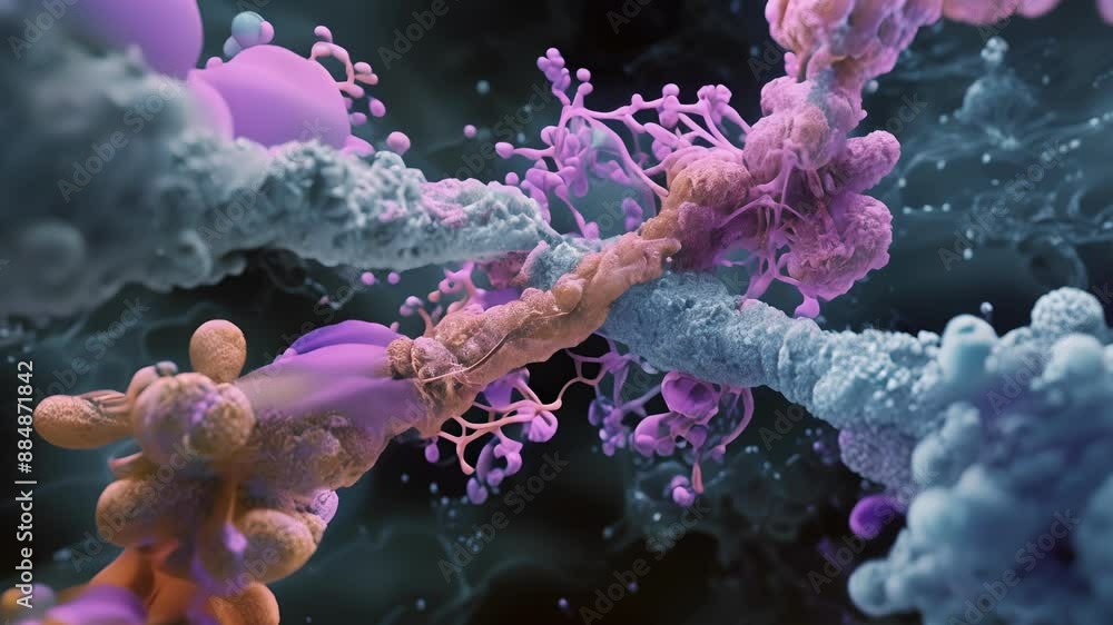 Scanning electron microscope image of multiple antibodies forming a ...
