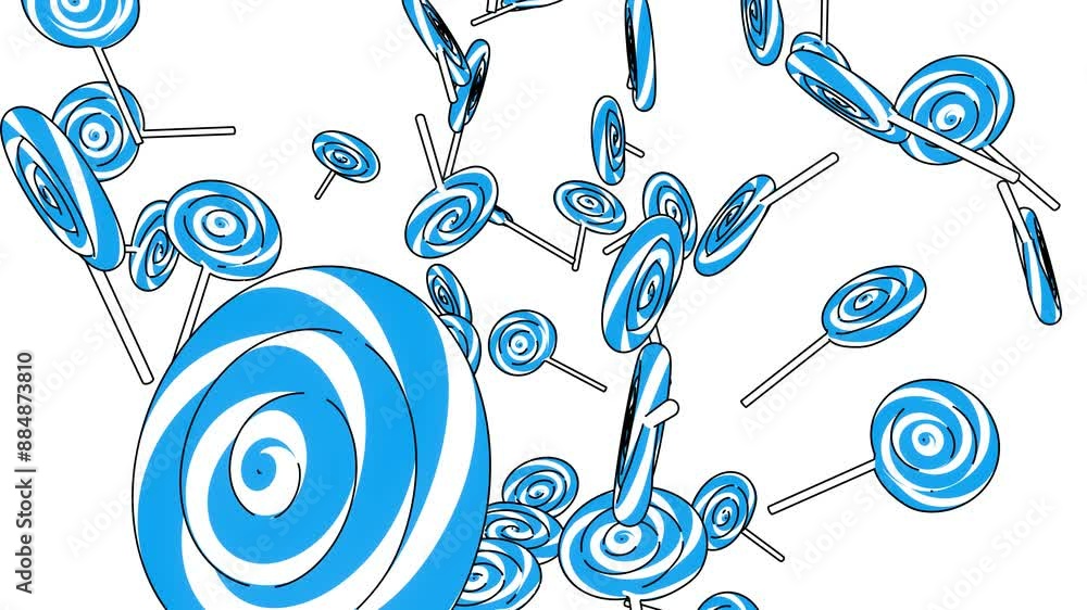 Toon-style lollipops of blue color on a white background. Loop able ...