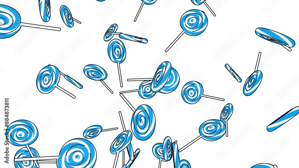 Toon-style lollipops of blue color on a white background. Loop able ...
