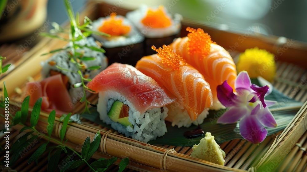 Expensive sushi delicacies, including uni and toro, beautifully ...