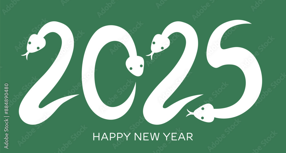 Snakes forming year 2025 numbers shape. Chinese new year of the snake ...