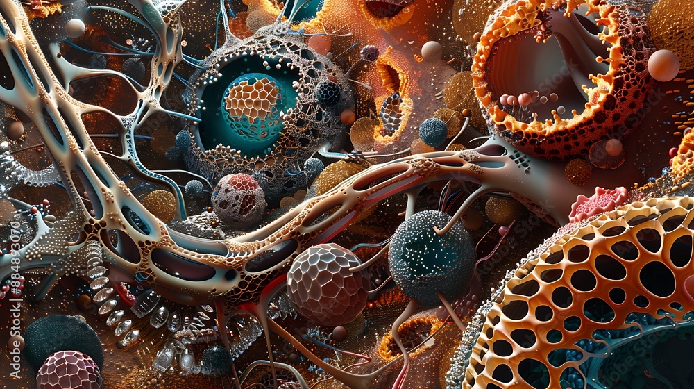 A high-resolution image capturing the inner workings of a cell, with ...