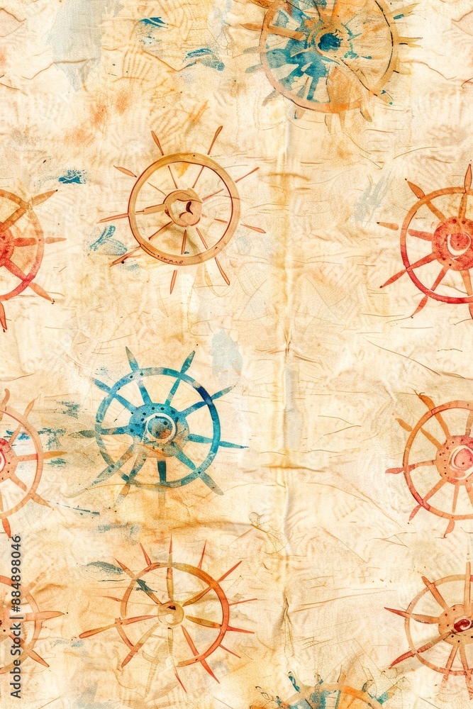 watercolor clipart of Wagon wheels seamless repeating pattern on ...