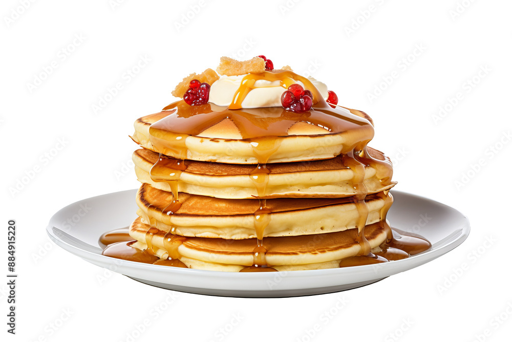 Delicious stack of fluffy pancakes PNG with transparent background for ...