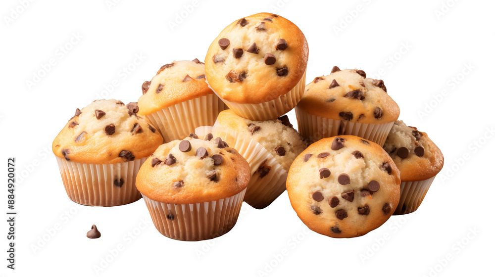 Plain muffin muffins with chocolate chips on transparent background ...