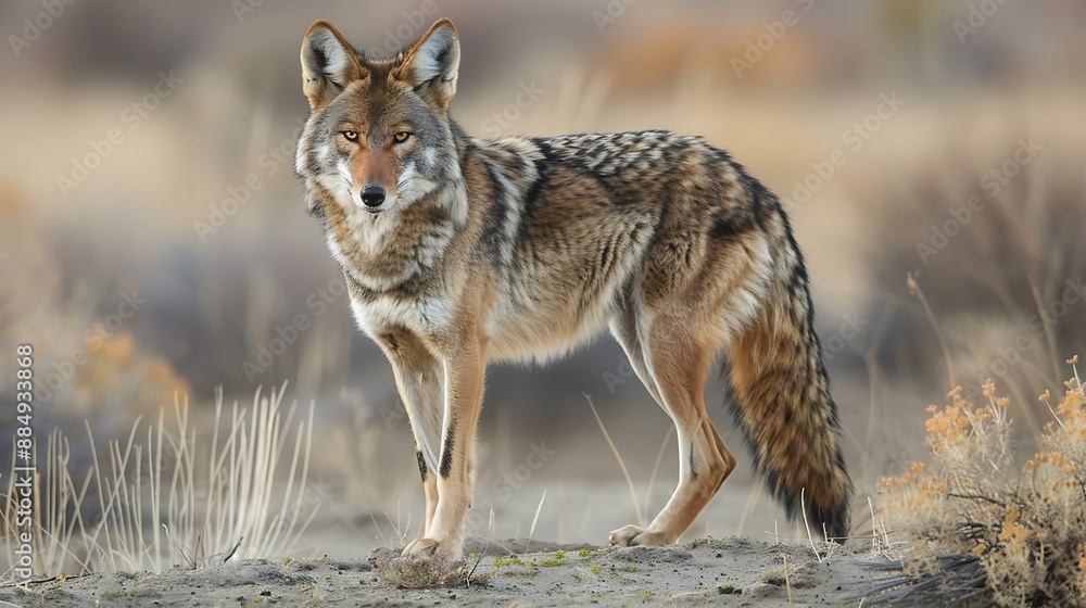 Visual guide the anatomy of Canis latrans Coyote showing adaptations for desert environments and ...