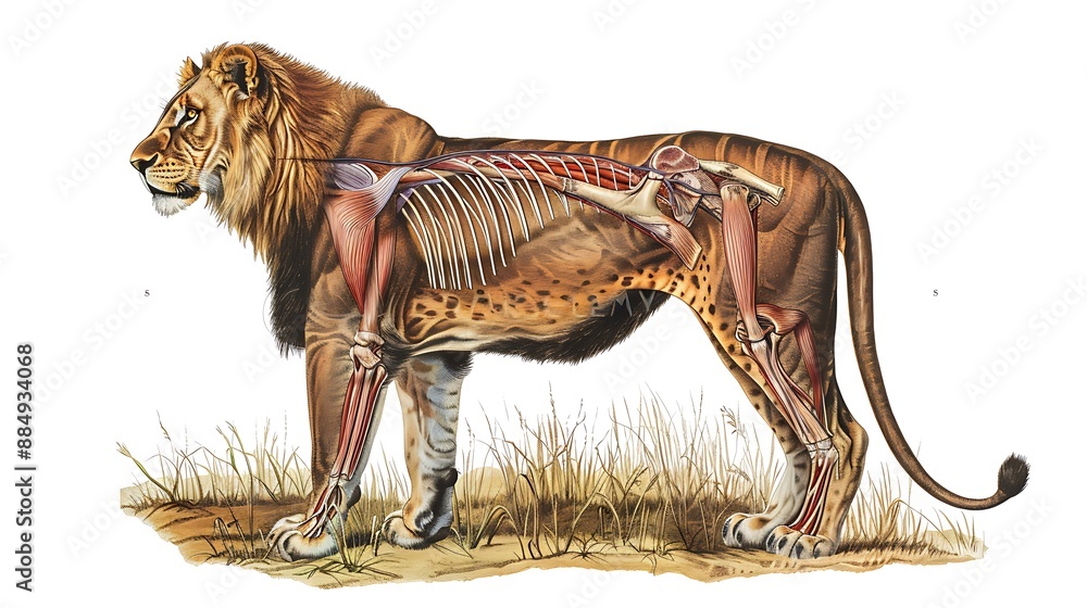 Visual guide the anatomy of Panthera leo Lion highlighting adaptations ...