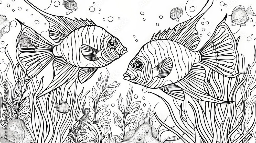 Coloring pages and books with beautiful fish designs for drawing ...