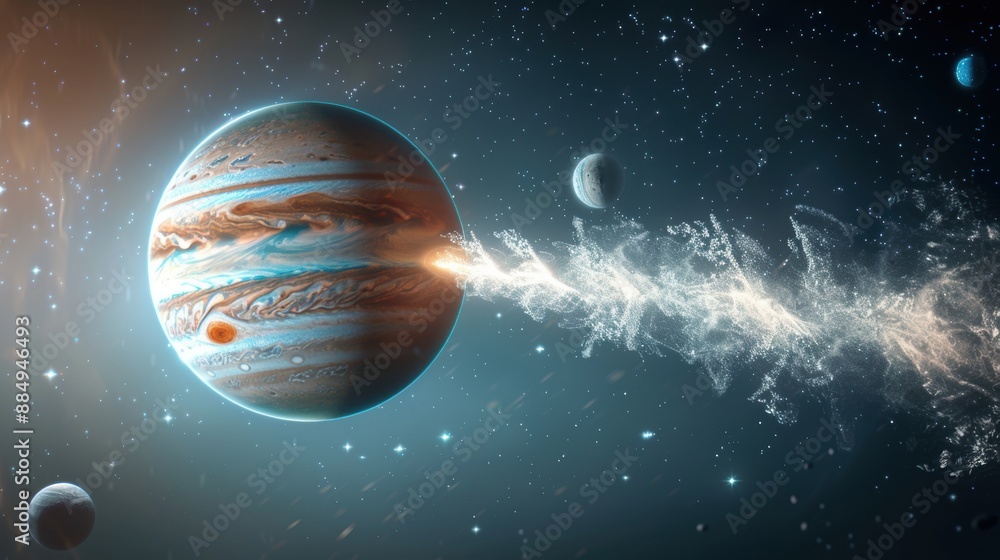 An imaginative depiction of a gas giant planet, showcasing its ...