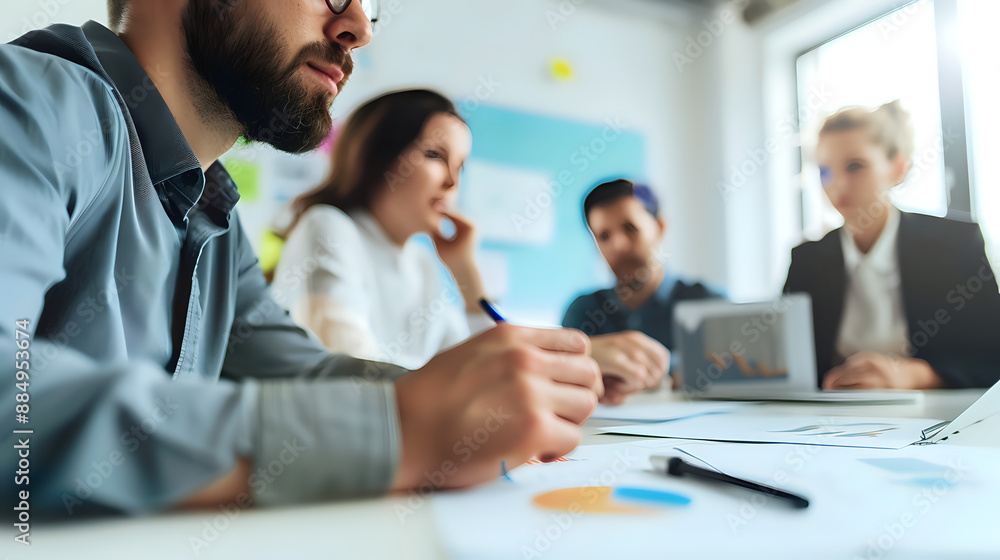 Foto de Conducting SWOT Analysis: A Team Analyzing a Company's ...