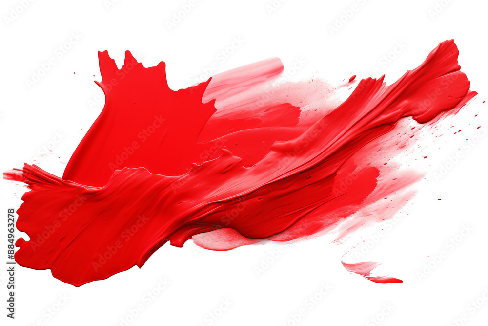 Abstract red paint brush strokes on transparent background, artistic ...