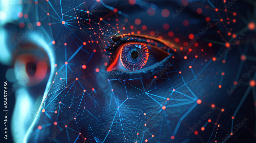 ภาพประกอบสต็อก Biometric technology lets computers see and recognize ...