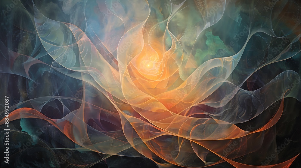 Mystical Sufi abstract art featuring layers of translucent interwoven ...