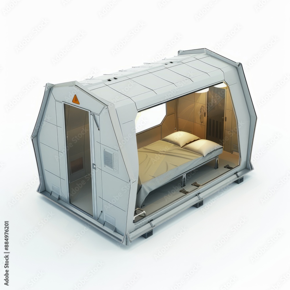 3D Render of a Resilient Disaster Shelter with Foldable Living Units ...