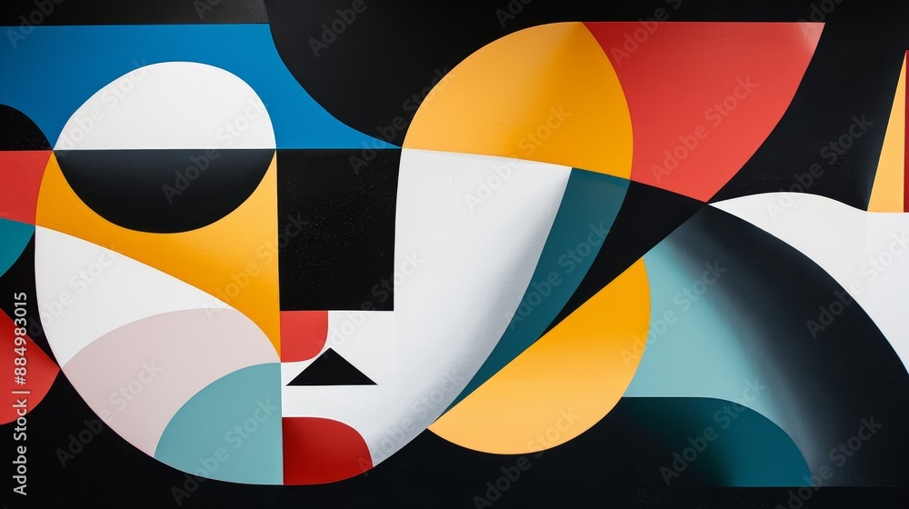 Symbolic abstract artwork, featuring iconic shapes and forms, each ...