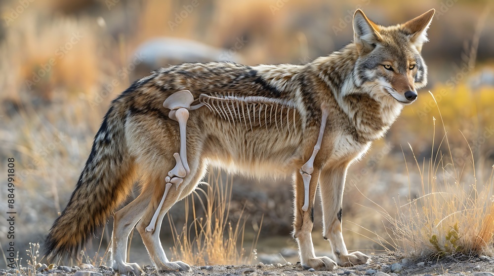 Visual guide the anatomy of Canis latrans Coyote showing adaptations ...