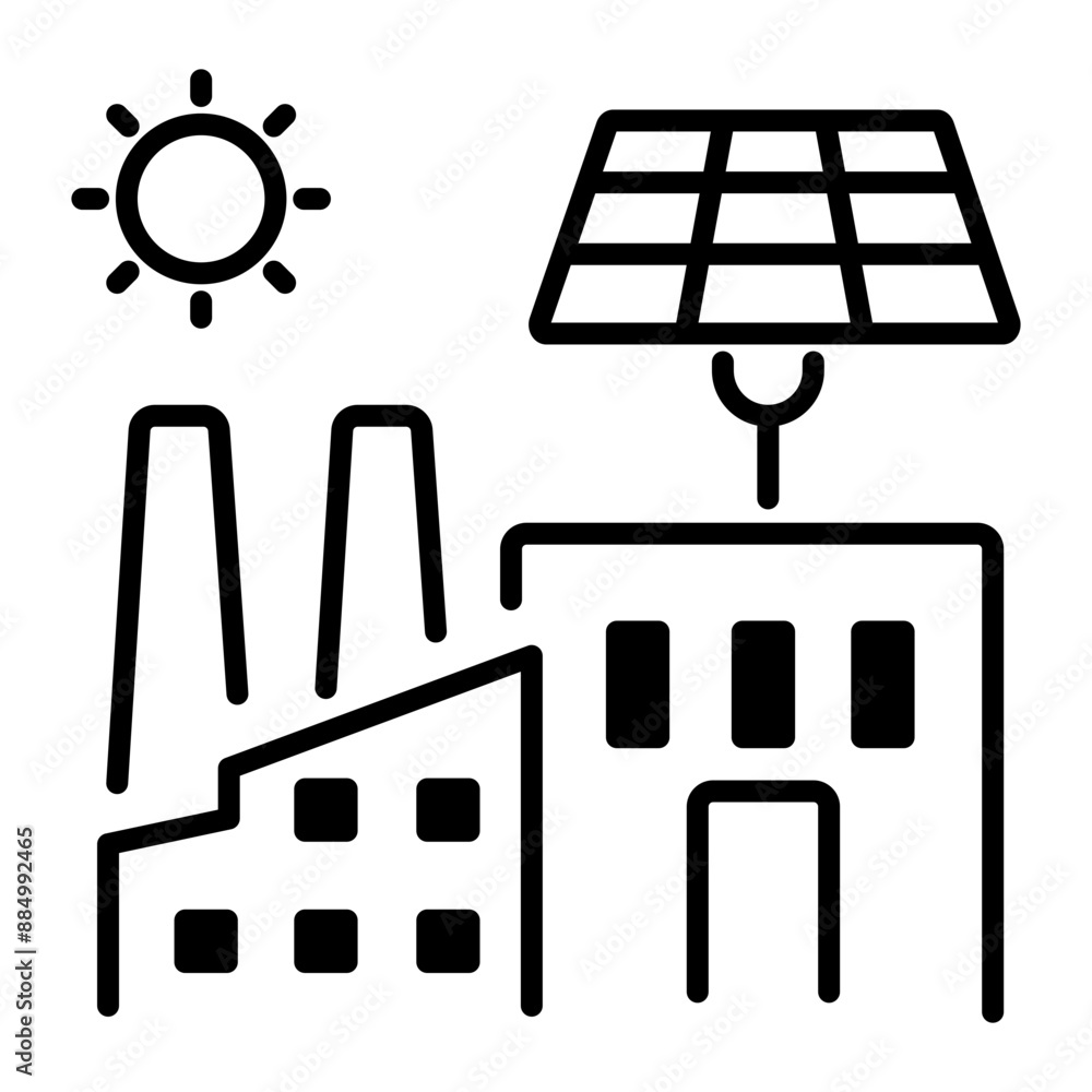 Solar factory icon designed in line style Stock Vector | Adobe Stock