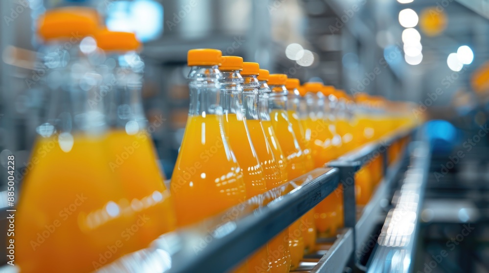 Automatic line for packing juices into glass or plastic containers ...