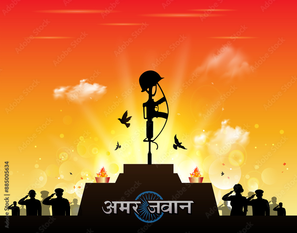 Indian amar jawan jyoti. Army remembering martyrs and celebrating ...