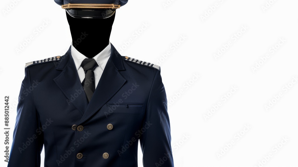 Pilot uniform with no head, blank space where head should be, isolated ...
